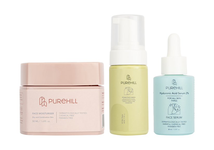 Face Care Kit Max: Moisturiser, Face Wash & Hyaluronic Serum | Purehill